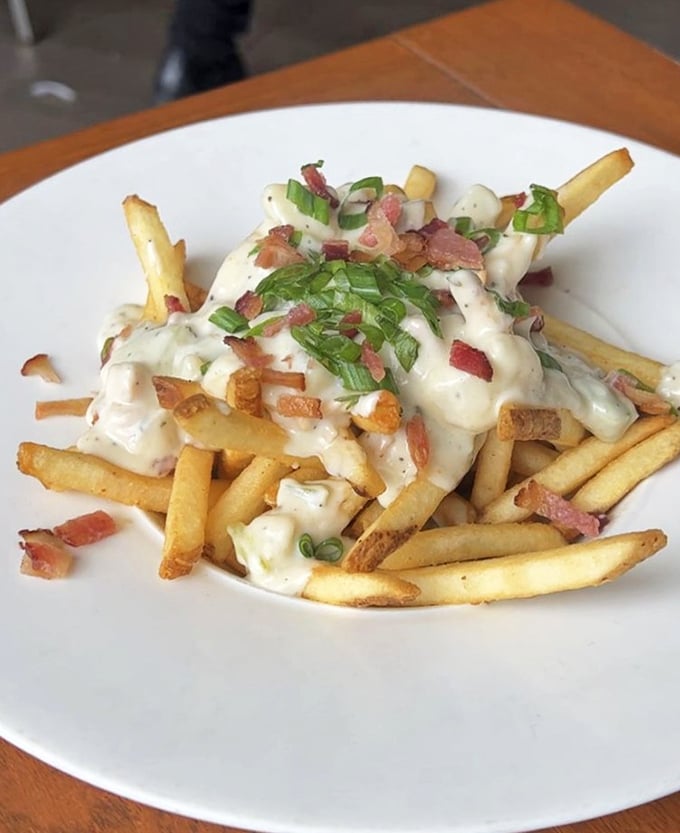 Chowder fries topped with bacon and cheese – because sometimes you need comfort food with extra comfort. 