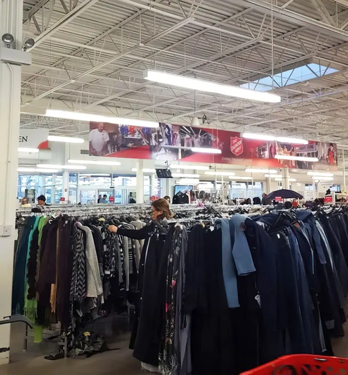 The coat section—where winter dreams are made and vintage fashion heroes are born. Chicago winters demand serious outerwear reconnaissance.
