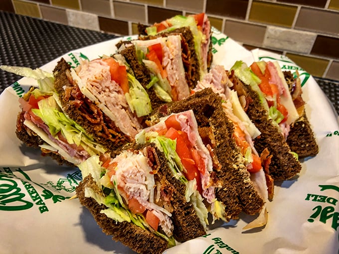 This club sandwich isn't stacked—it's strategically engineered for maximum flavor in every perfectly cut triangle.