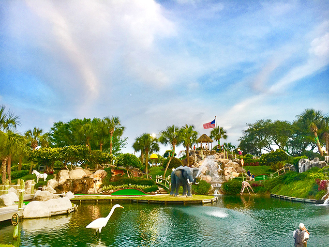 Mini-golf paradise where grandparents routinely "let" grandchildren win while secretly perfecting their short game for next week's tournament.