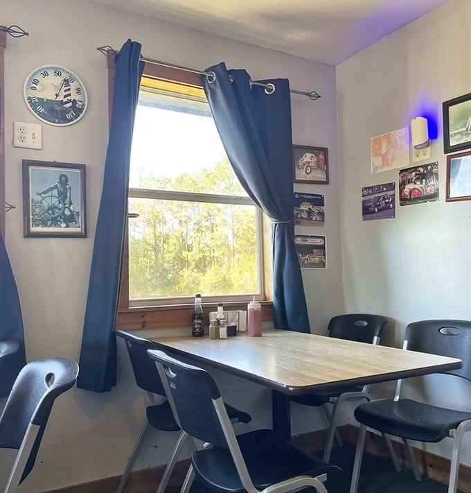 That corner table by the window isn't just a seat – it's prime real estate for watching Florida greenery while diving into ocean treasures.