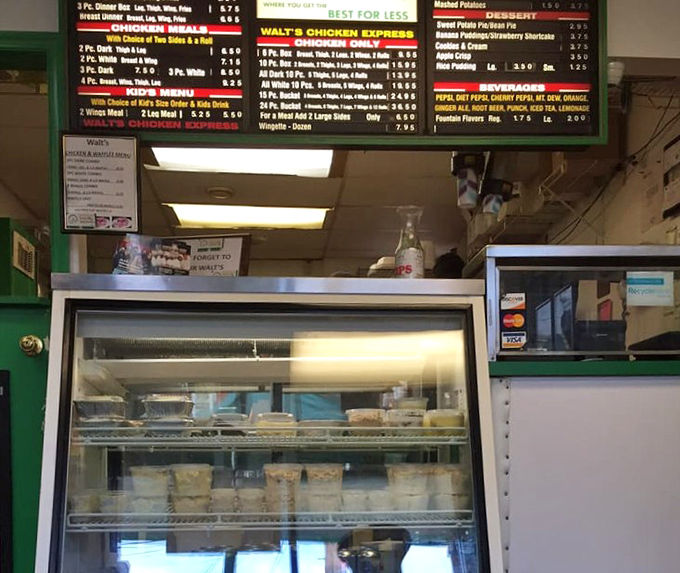 The ordering counter—where dreams of perfectly seasoned chicken begin their journey from menu board to happy stomach.