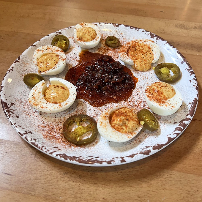 Deviled eggs with attitude and a BBQ secret in the middle. Proof that sometimes the simplest appetizers create the most passionate debates about who gets the last one.