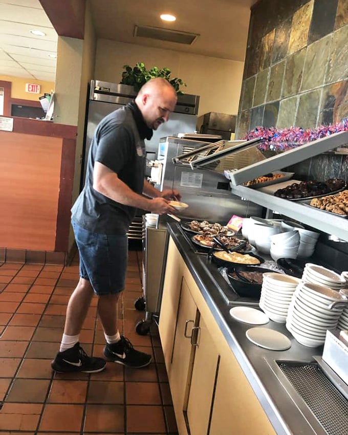 Where the buffet magic happens. This is the moment of truth – choosing wisely while somehow still managing to overfill your plate.
