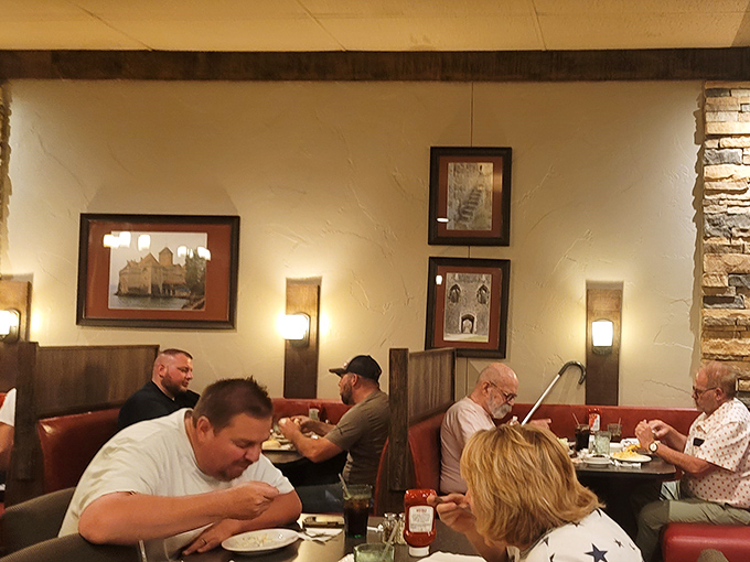 The dining room buzzes with the satisfied murmurs of regulars who've been coming here since bell-bottoms were unironically cool.