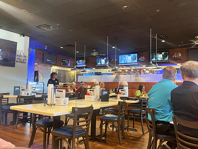 The dining room buzzes with the unmistakable energy of people who know they're about to experience something delicious.
