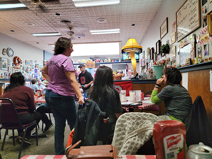 The diner in full swing—where conversations flow as freely as the coffee, and the leg lamp in the corner reminds you you're definitely in Ohio.