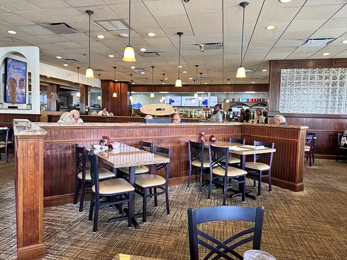 The dining area strikes that perfect balance between "nice enough for a special occasion" and "comfortable enough for Tuesday lunch."
