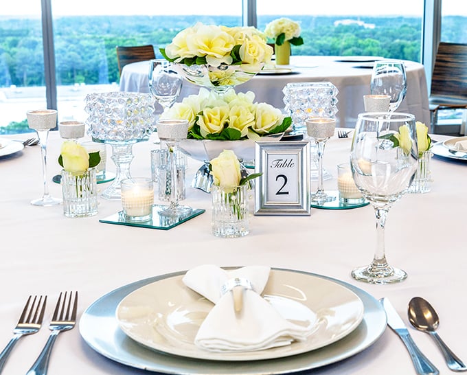 Who would believe this elegant table setting began as a Dollar Tree mission? Wedding planners and budget brides, take notes!