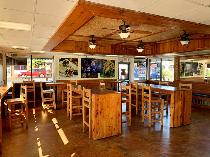 Wooden booths bathed in California sunshine. The kind of place where calories don't count and siesta thoughts begin to form.