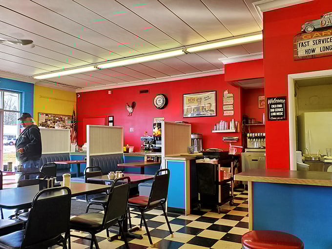 The dining room's cheerful color scheme isn't just decorative—it's strategic psychological warfare against morning grumpiness.