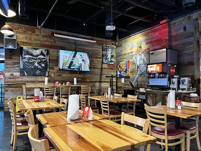 Rustic wood walls and simple tables create the perfect stage for Nashville's most dramatic culinary performance—no fancy tablecloths required.