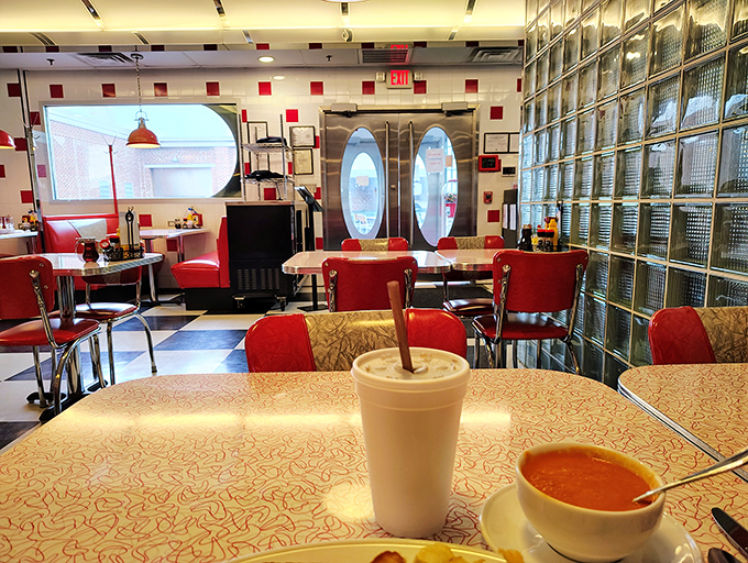 The diner's interior feels like a warm hug from your favorite aunt—comforting, familiar, and guaranteed to make everything better.