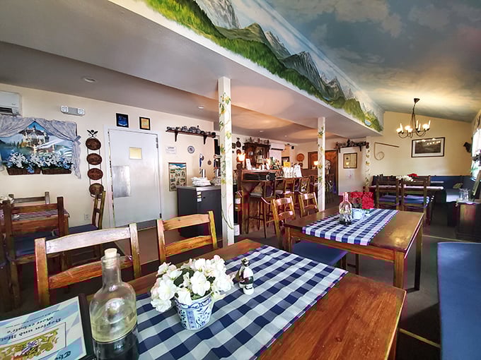 Cozy dining spaces invite lingering conversations over hearty meals that warm both stomach and soul.