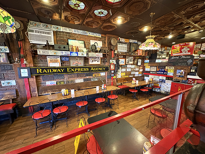 Not just a dining area—a museum of Americana where every meal comes with a side of nostalgia.