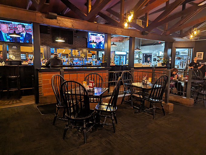 The tavern area offers a jailbreak from formality—perfect for catching the game while contemplating which appetizer deserves parole first.