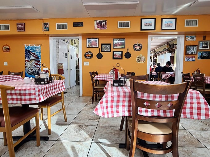 Red and white checkered tablecloths aren't just decor—they're a promise that whatever lands on them will taste like someone's grandmother made it.