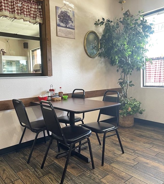 A dining corner where you half-expect to see your grandmother emerge from the kitchen, wooden spoon in hand, ready with seconds.