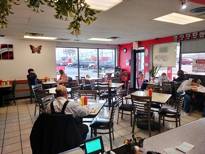 The dining area buzzes with the symphony of forks against plates and conversations that bounce from table to table.