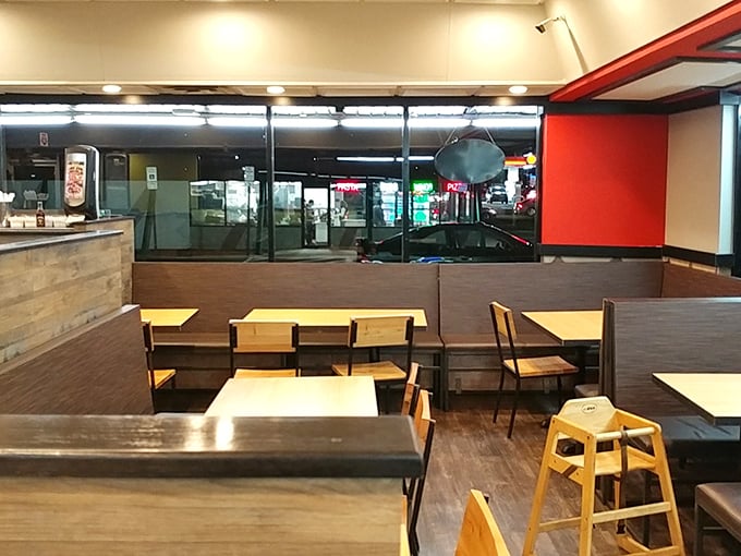 Simple, no-nonsense dining area that puts all the focus where it belongs—on the food that's about to change your day.