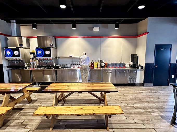 The dining area might be simple, but those picnic tables have witnessed more food euphoria than most five-star restaurants ever will.