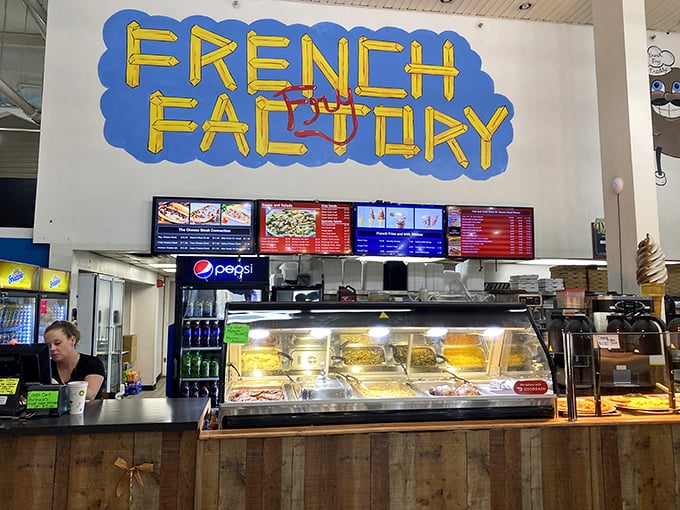 The "French Factory" serves up golden, crispy temptation. Nothing fuels a day of bargain hunting like carbs fried to perfection.