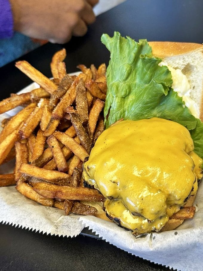 The perfect burger doesn't exi— Oh wait, here it is. Golden cheese cascading over beef like a sunset over the Tennessee hills.