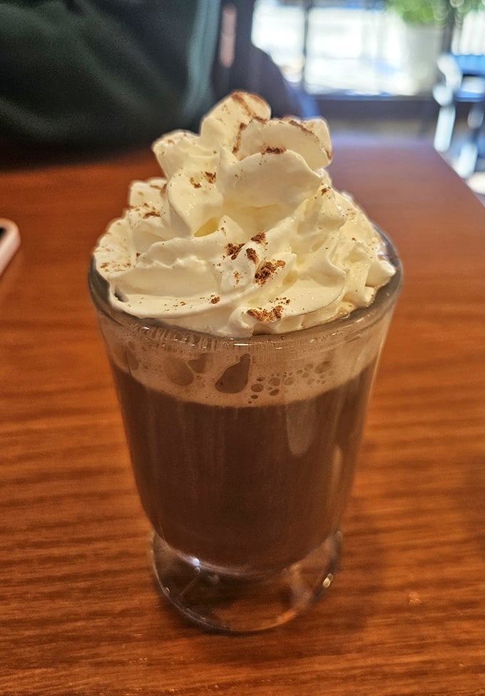 Hot chocolate topped with a cloud of whipped cream—proof that sometimes the simplest pleasures are the ones we return to again and again.
