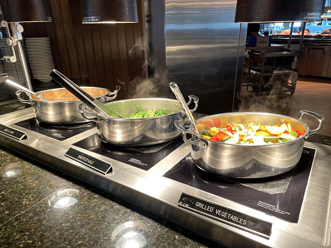Steam rising from perfectly cooked vegetables – proof that at Miller's, even the healthy options are treated with respect and proper seasoning.