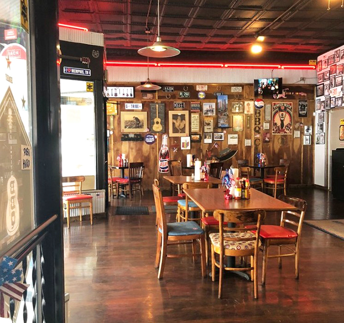 The dining room feels like your coolest friend's basement—if that friend happened to be obsessed with great food and American nostalgia.