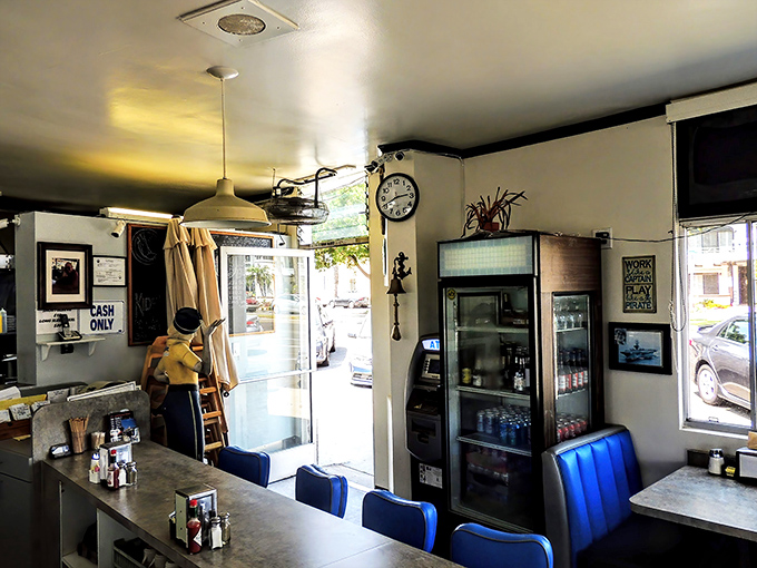 Nautical touches and classic diner elements create an atmosphere where time seems to stand still, especially when you're on your third coffee refill.