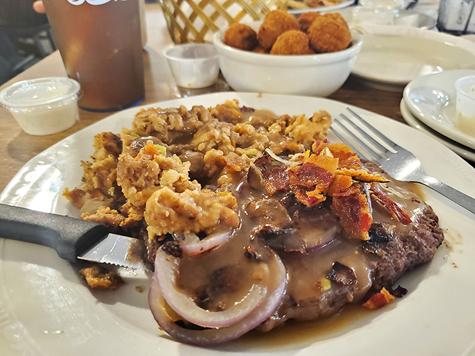 Meatloaf and gravy that could end family feuds. This isn't just dinner—it's diplomacy on a plate, bringing peace to the dinner table.
