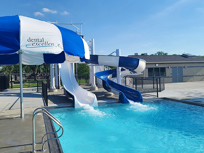 Napoleon Aquatic Center's water slides prove that retirement doesn't mean giving up on fun—just wearing more sensible swimwear while having it.