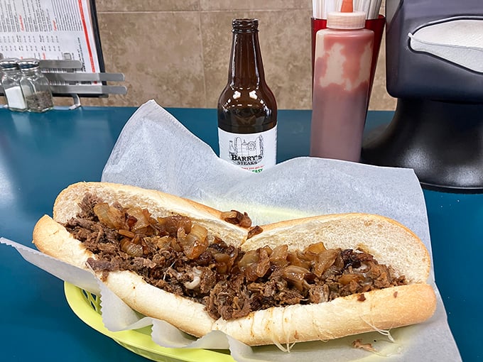 The marriage of cheesesteak and hoagie creates offspring more beautiful than either parent. This hybrid deserves its own category in sandwich taxonomy.