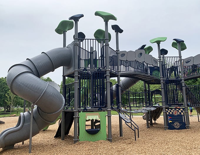 Even the playground honors Pennsylvania's architectural heritage—minus the splinters and with considerably more safety features than bridges of yesteryear.