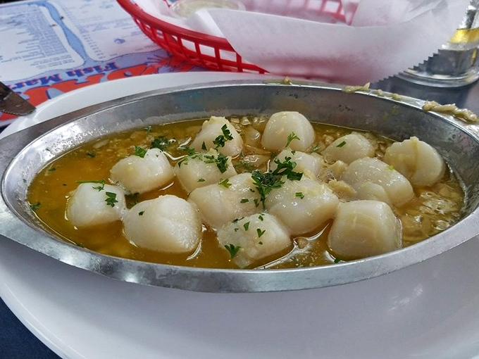 Scallops swimming in buttery garlic heaven. These tender ocean marshmallows are the kind of dish that makes you close your eyes with each bite.