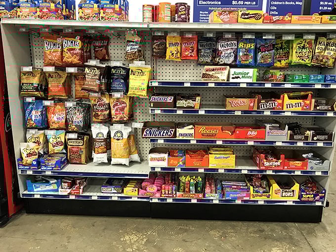 The snack aisle—fueling treasure hunters since forever. Because digging through history's castoffs works up an appetite worthy of name-brand satisfaction.