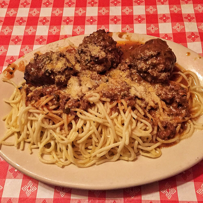 Spaghetti and meatballs that would make any Italian grandmother nod approvingly—hearty, unpretentious, and absolutely necessary for happiness.