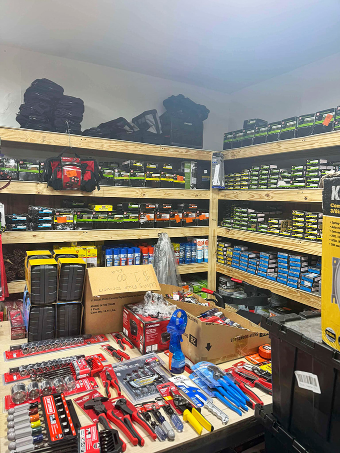 Hardware heaven for the handy shopper—where socket sets and screwdrivers await their next project. Bob Vila would need a bigger toolbox.