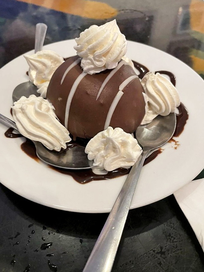 The Tuxedo Bomb dessert—formal enough for a black-tie affair but casual enough to eat with your hands if nobody's looking.