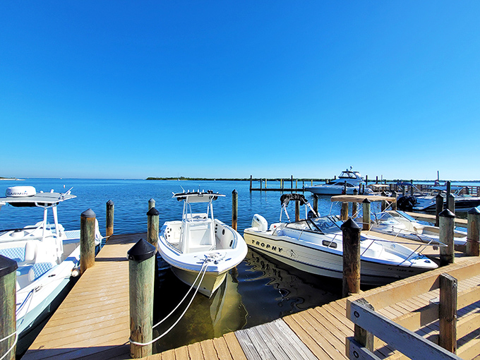 The nautical equivalent of a parking lot – except with better views and no chance of door dings from careless shoppers. 