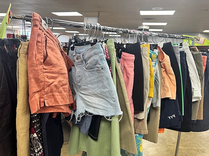 The rainbow of shorts tells a story of summer adventures past and future—each pair waiting for its next chapter.
