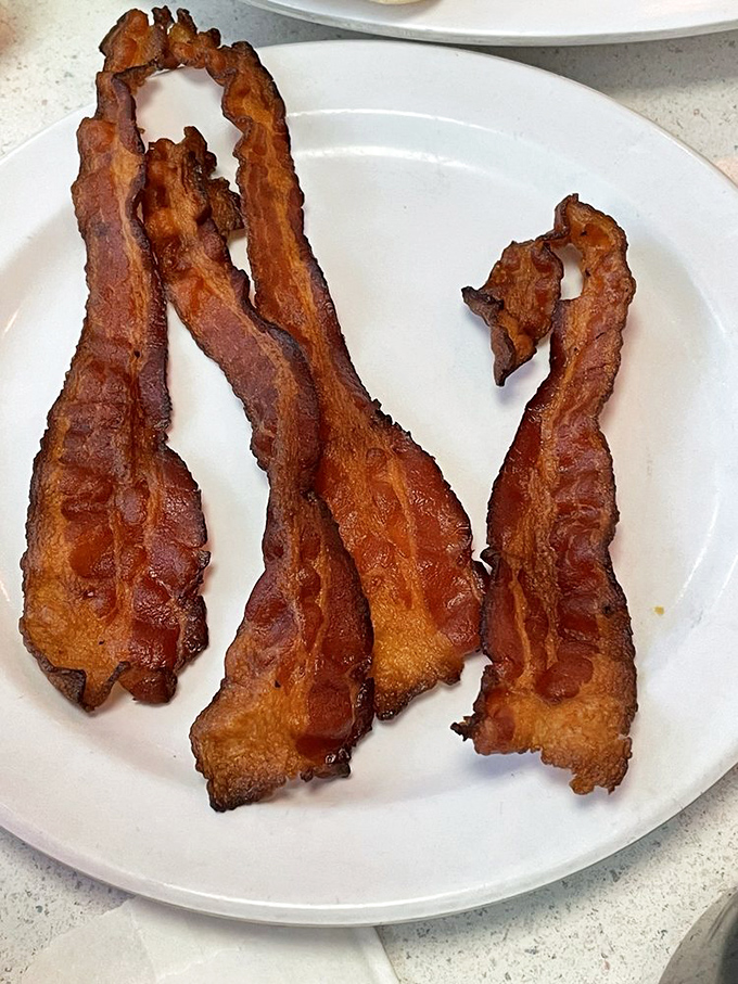 Bacon that's achieved the perfect balance between crisp and chewy—the Goldilocks zone that few achieve but everyone desperately seeks. Poetry in pork form.