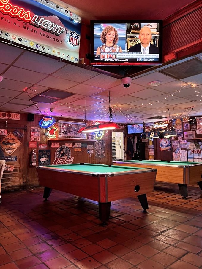 Pool tables bathed in neon light—where friendly rivalries are born and "just one more game" becomes the night's repeated mantra.