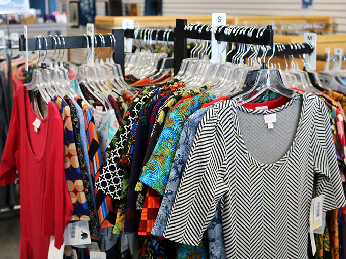 A rainbow of patterns and textures awaits—each hanger holding potential outfit magic that mainstream retail can't match.