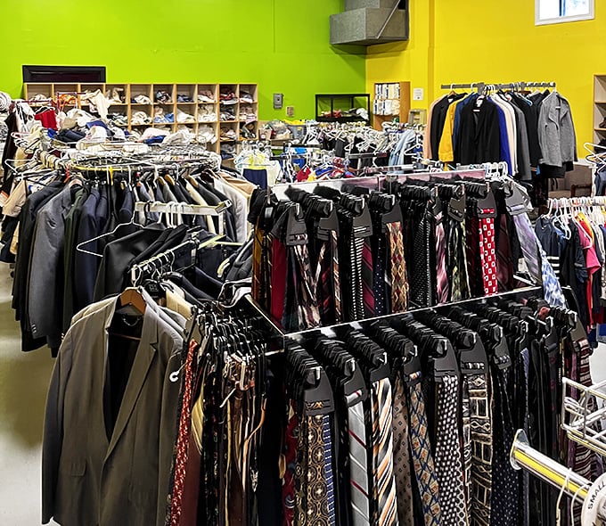 Tie shopping here is like a history lesson in neckwear fashion—from power ties of the 80s to the skinny classics that never truly go out of style.