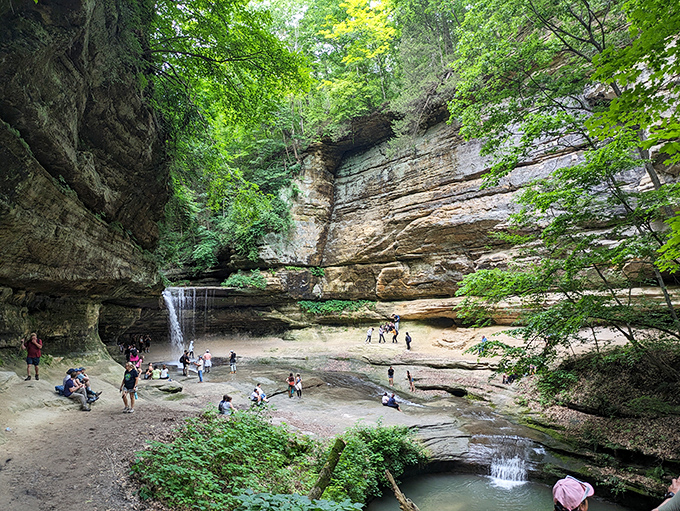 The canyon's natural amphitheater draws admirers like a geological rock concert. Even the most dedicated screen-scrollers pause to take in this view.