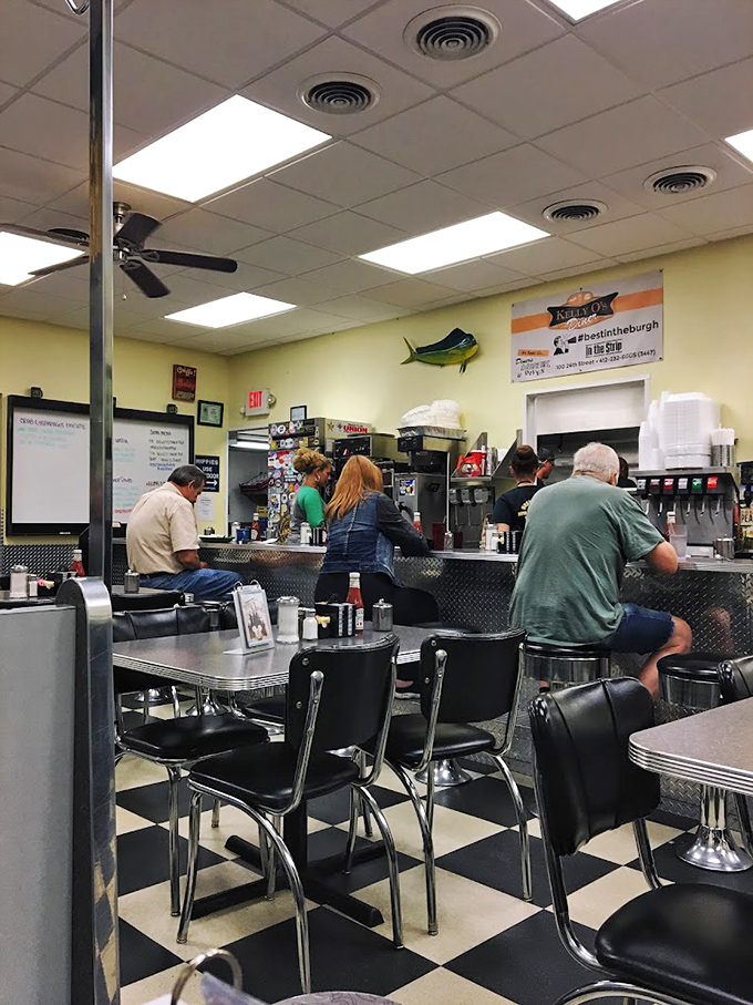 The counter seating—where solo diners become regulars and regulars become family. Watch breakfast theater unfold before your eyes.