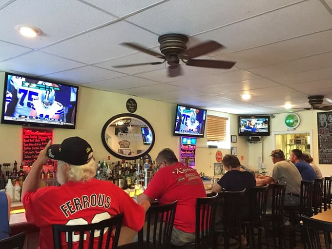 The bar area buzzes with local energy during game time. Phillies fans gather where everybody might not know your name yet, but they soon will.