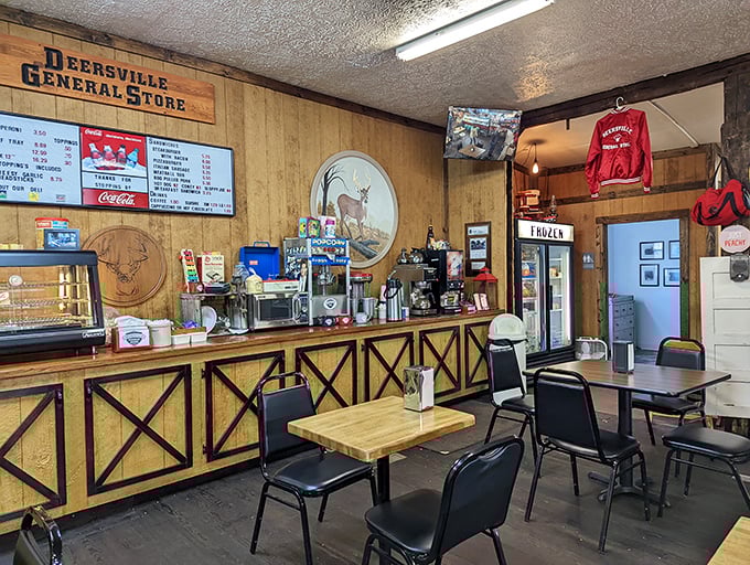 Simple tables and chairs that have hosted thousands of conversations. No Edison bulbs or reclaimed wood needed—just honest comfort and good food. 